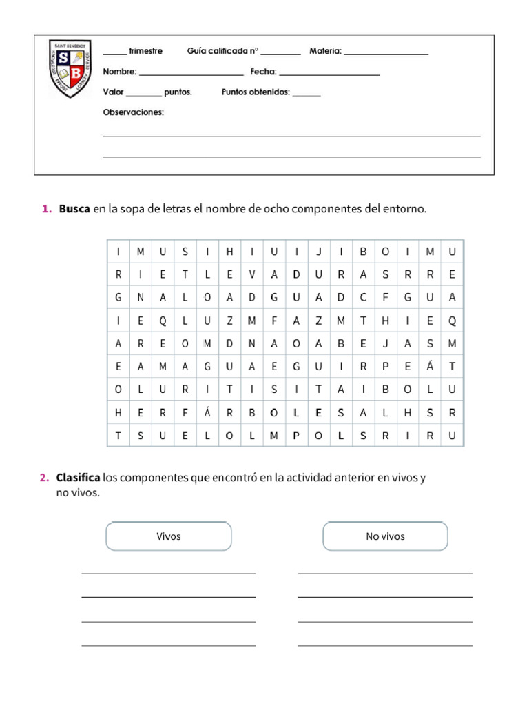 Guia Calificada Seres Vivos e Inertes | PDF