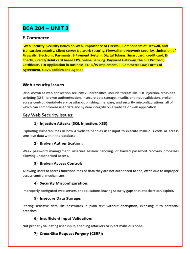 BCA 204 UNIT 3 (E-Commerce) | PDF | Key (Cryptography) | Public Key Cryptography