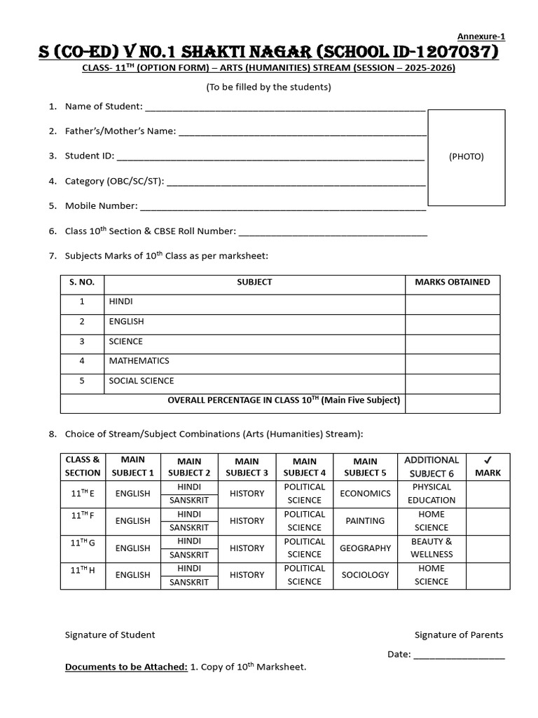 2025-11th-Form-A1-Arts Stream | PDF | Liberal Arts Education | Science