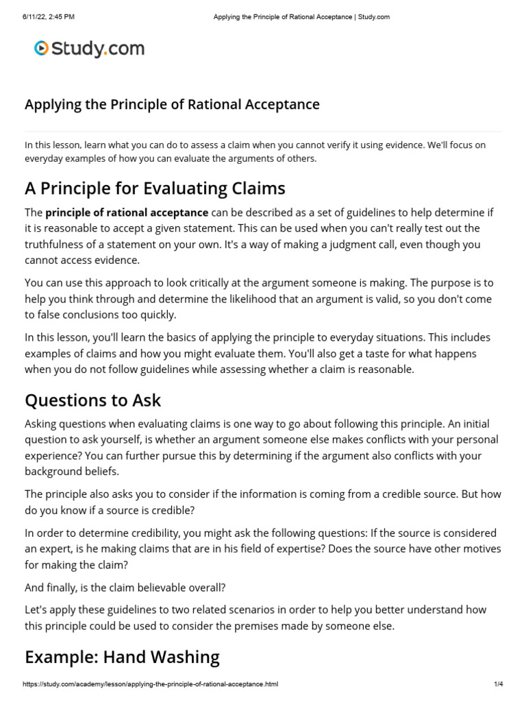 Applying The Principle of Rational Acceptance | PDF | Argument ...