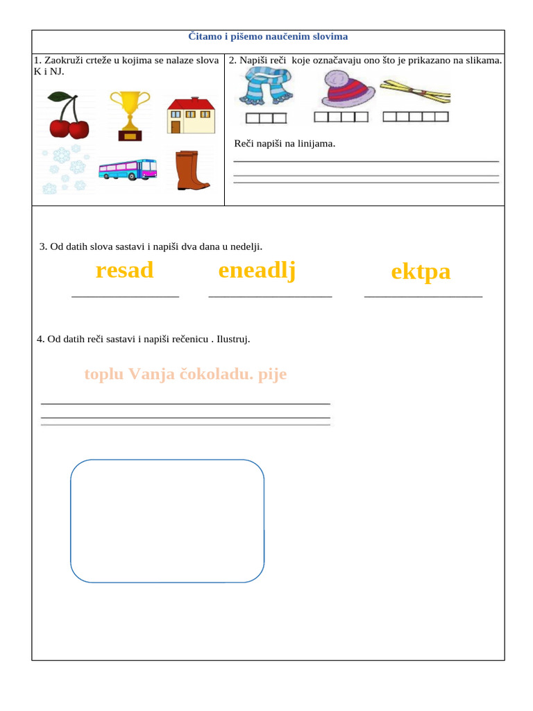 Citanje-i-pisanje-naucenim-slovima-IOP2 | PDF
