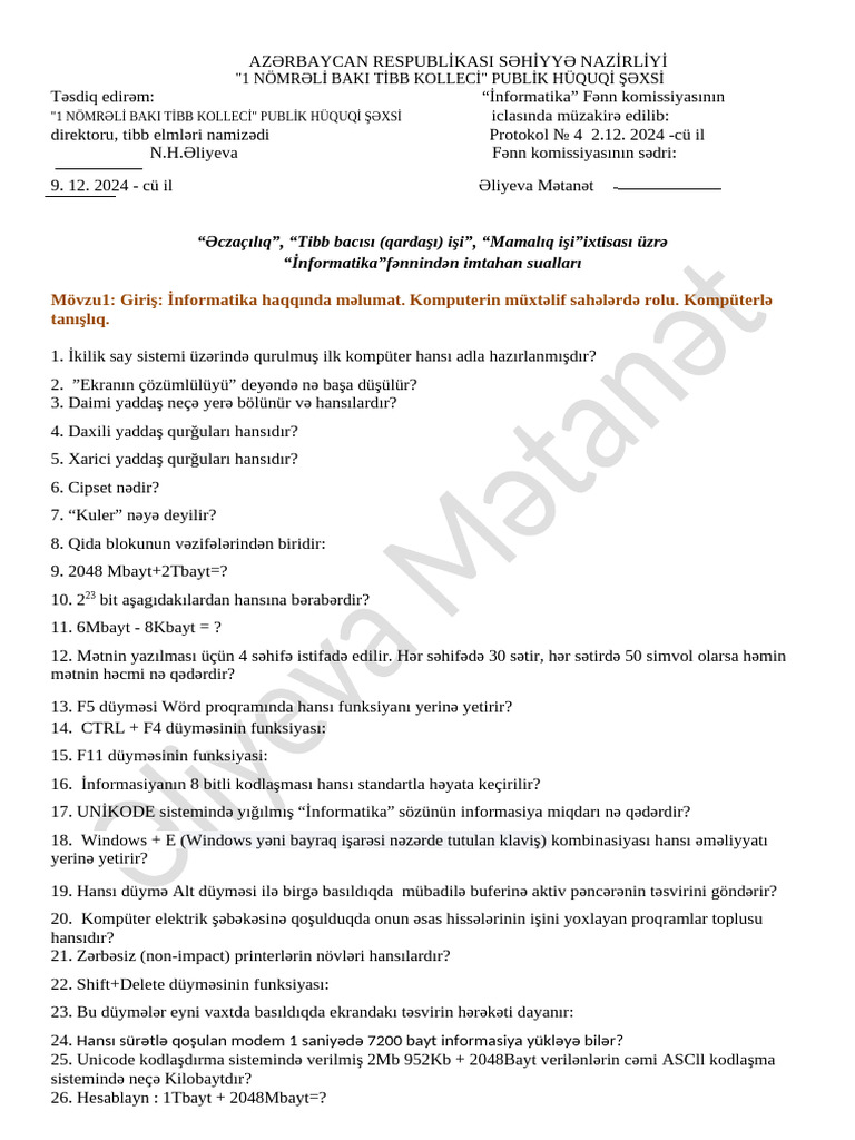 İnformatika AZ 203 Bank | PDF