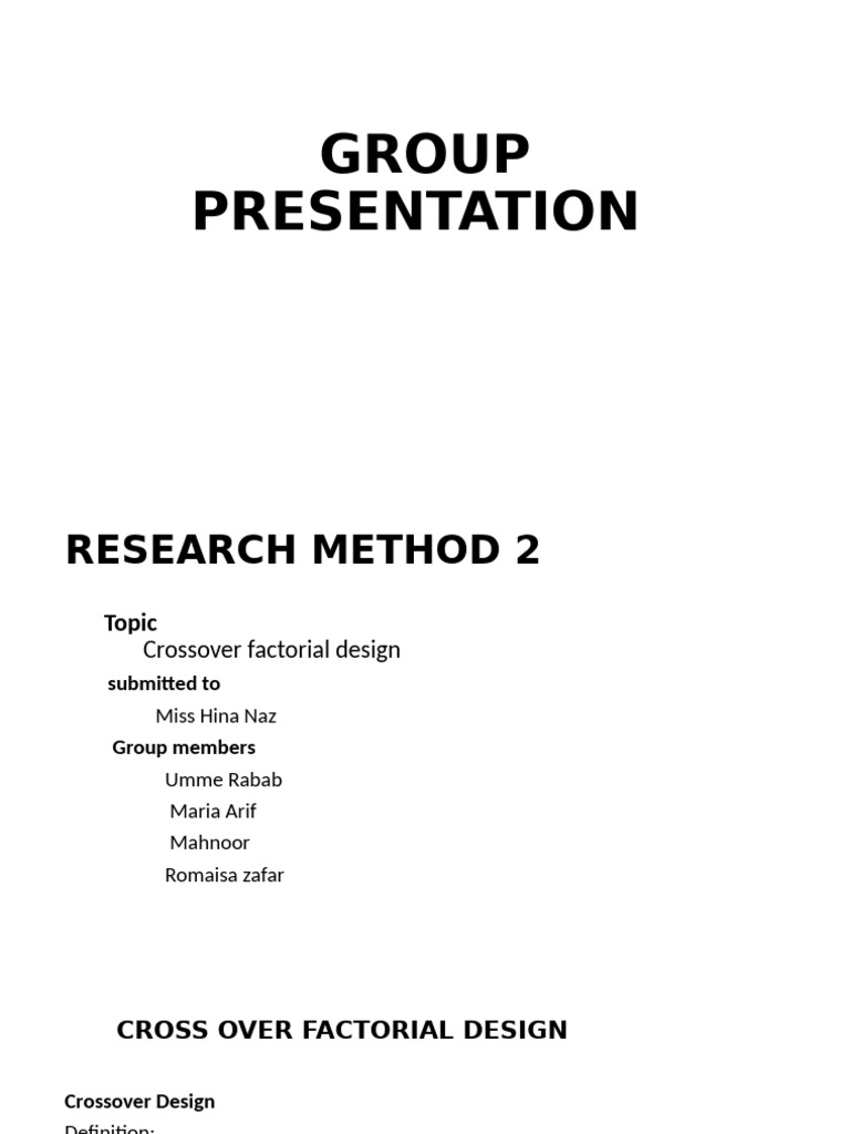 Crossover Factorial Design Explained | PDF | Cognitive Behavioral ...