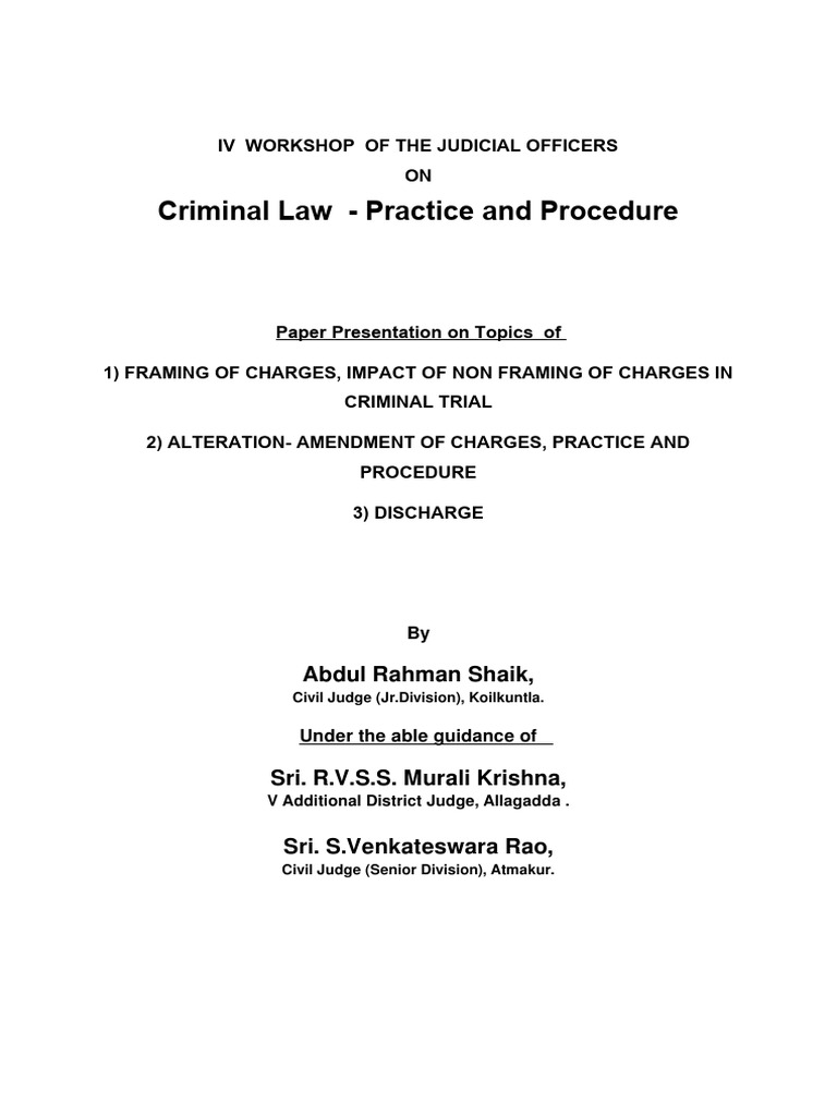 Framing Charges Note by Judge | PDF | Criminal Procedure In South ...
