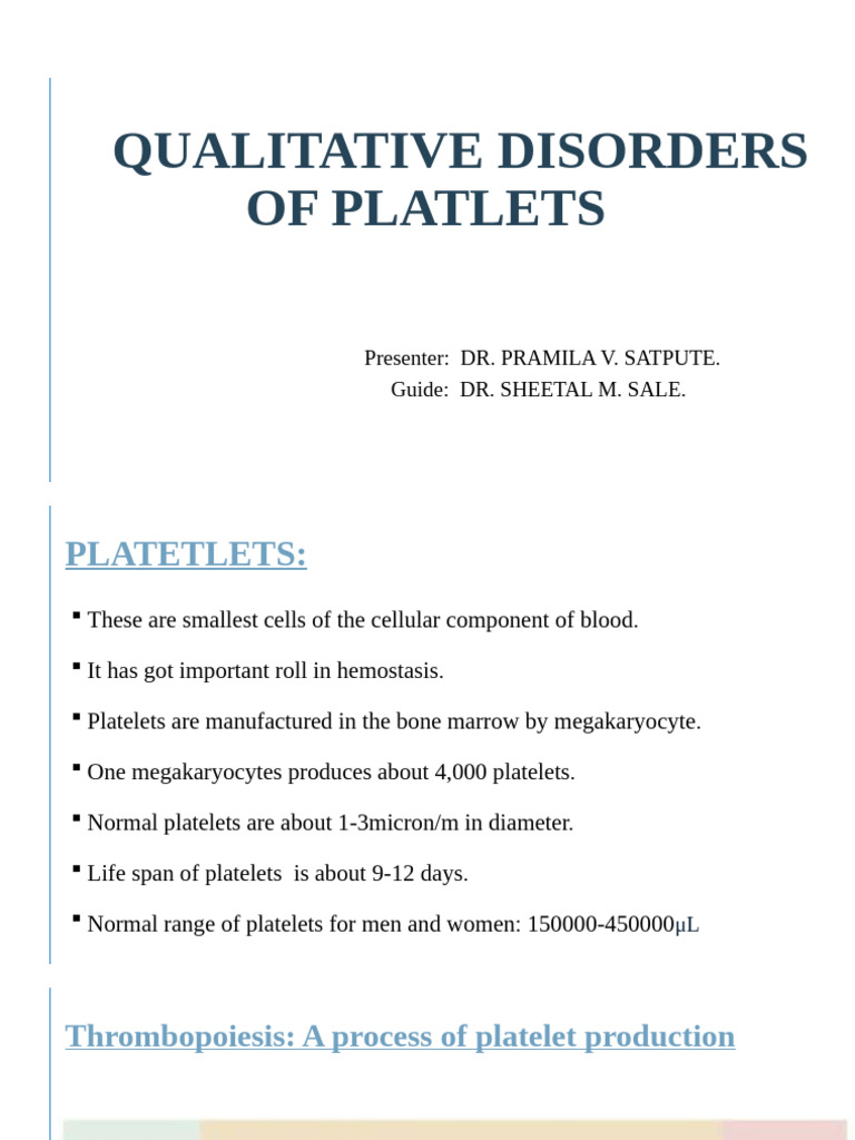 Qualitative Platelet Disorder by DR Pramila | PDF | Platelet | Coagulation