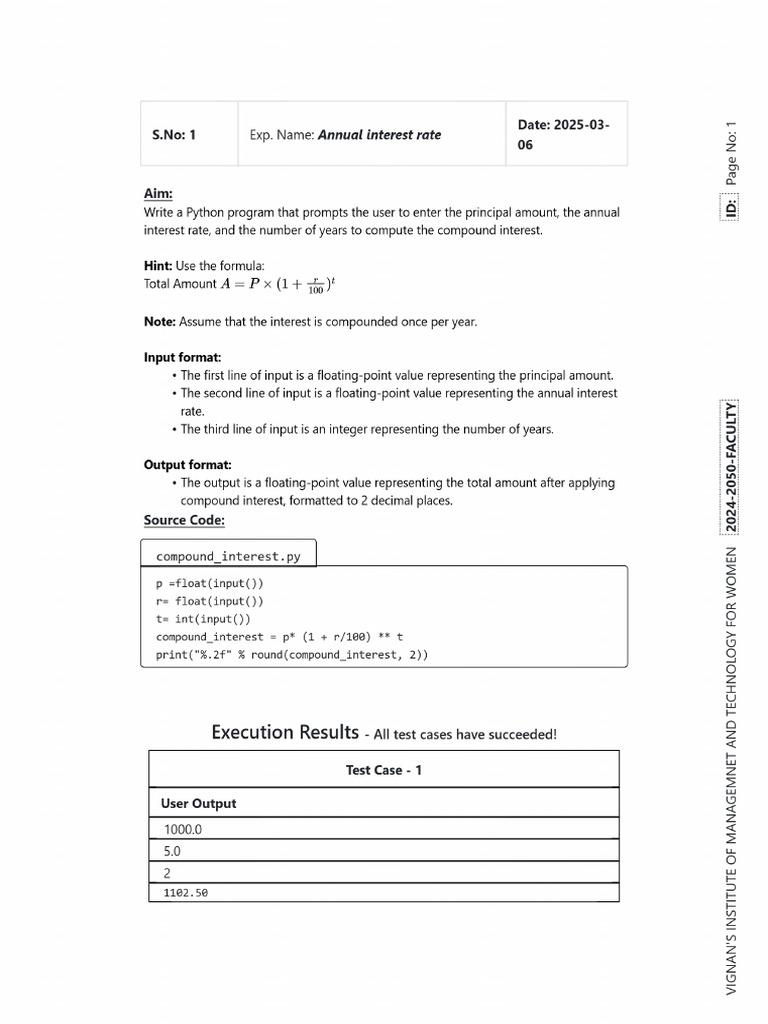 Python Programm Lab Record 2025-04-25 | PDF