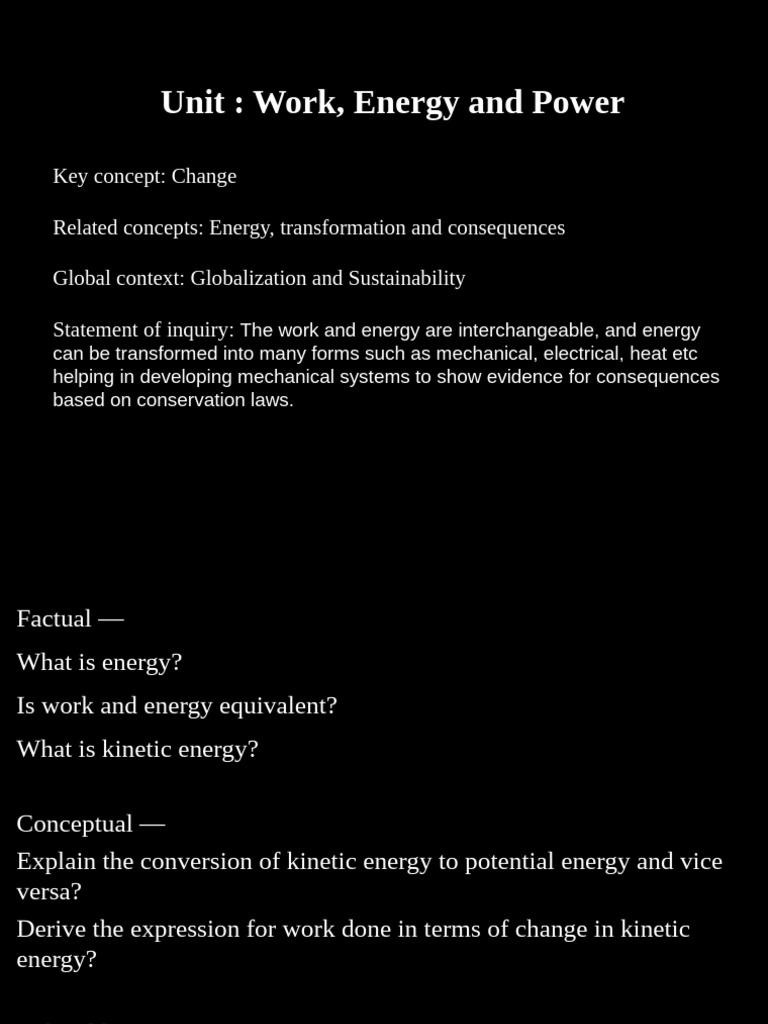 G9 - Unit 3 - Work Energy Power | PDF | Potential Energy | Watt