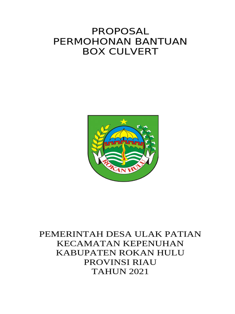 Permohonan Bantuan Box Culvert Desa Ulak Patian | PDF