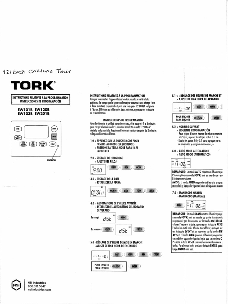 Tork Programming Instruction - Timer | PDF