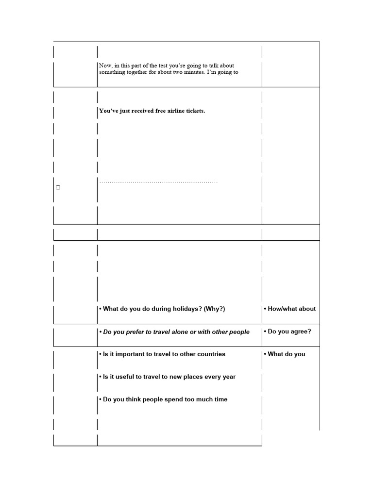 Travel Discussion Test Guidelines | PDF