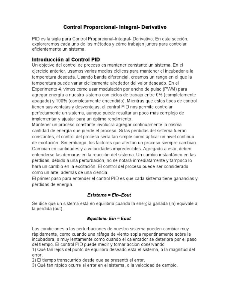 Guía de Control PID para Ingenieros | PDF | Ingenieria Eléctrica | Science