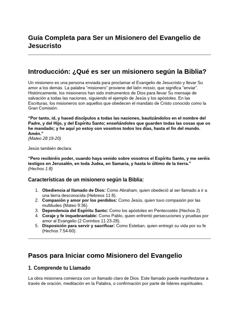 Guía para Ser Misionero del Evangelio | PDF | Misionero | Jesús