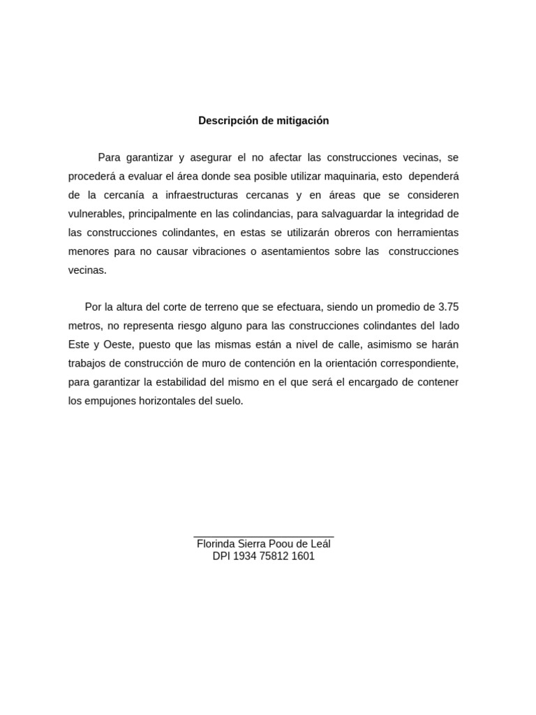 Descripción de Mitigación | PDF