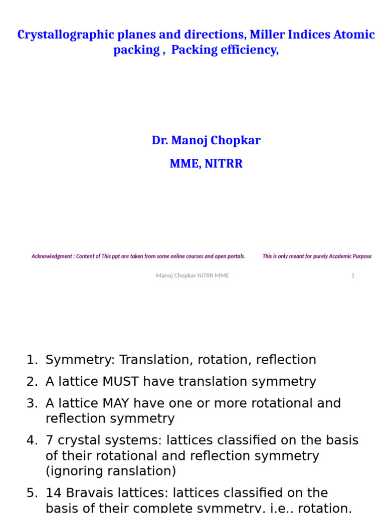 Crystallography: Miller Indices Explained | PDF | Crystal Structure ...