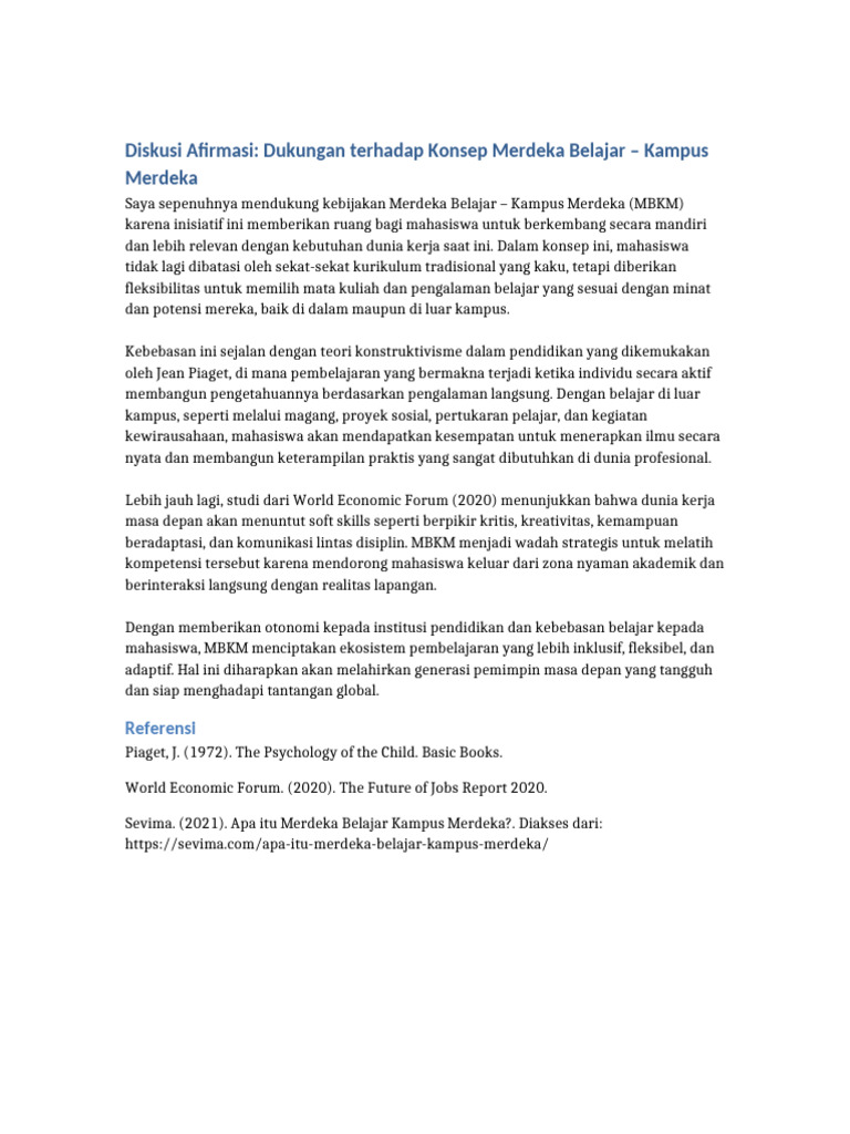 Diskusi Afirmasi Merdeka Belajar | PDF
