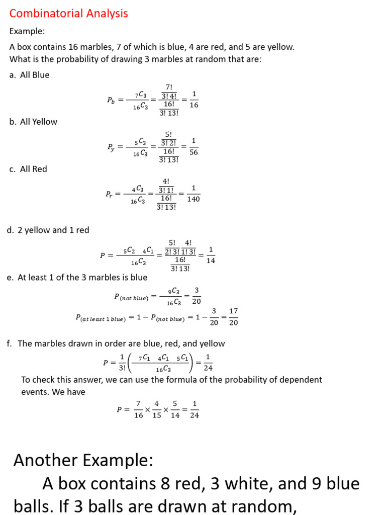 PROBABILITIES Part 2 Combinatorial Analysis With Probability Random Variable and Mathematical ...
