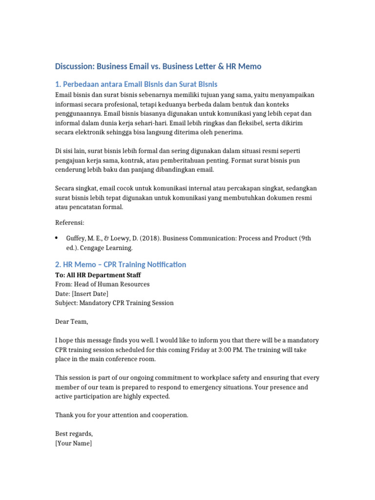 Business Email Vs Letter and HR Memo | PDF