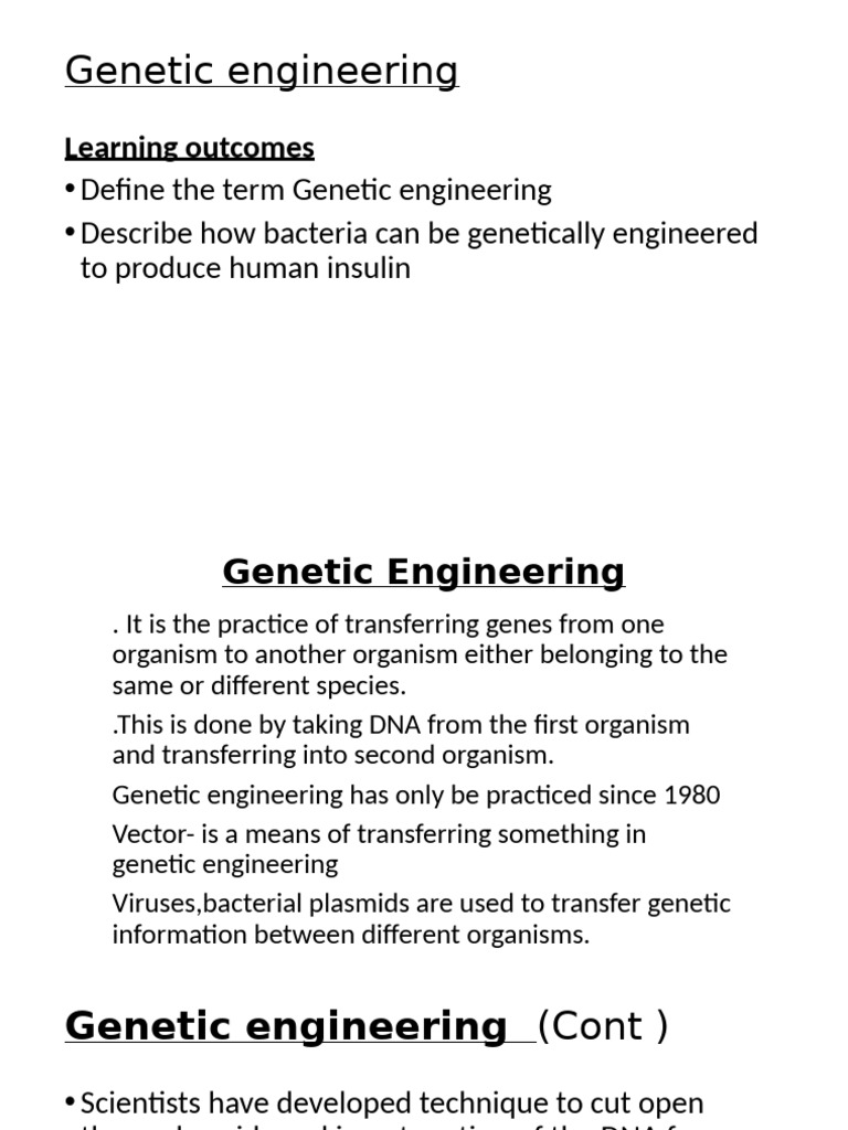Understanding Genetic Engineering Basics | PDF | Plasmid | Genetic ...