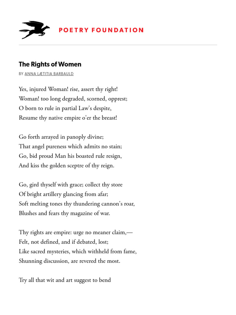 The Rights of Women - The Poetry Foundation | PDF