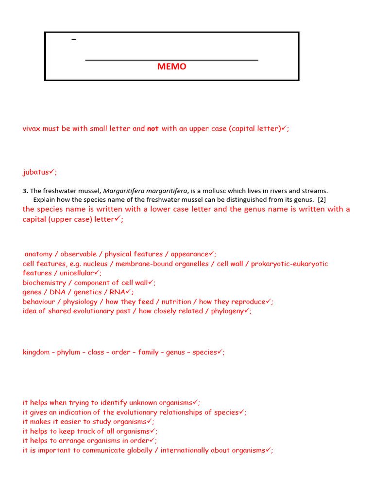 Chapter 2 - Worksheet MEMO - Adri | PDF | Leaf | Species