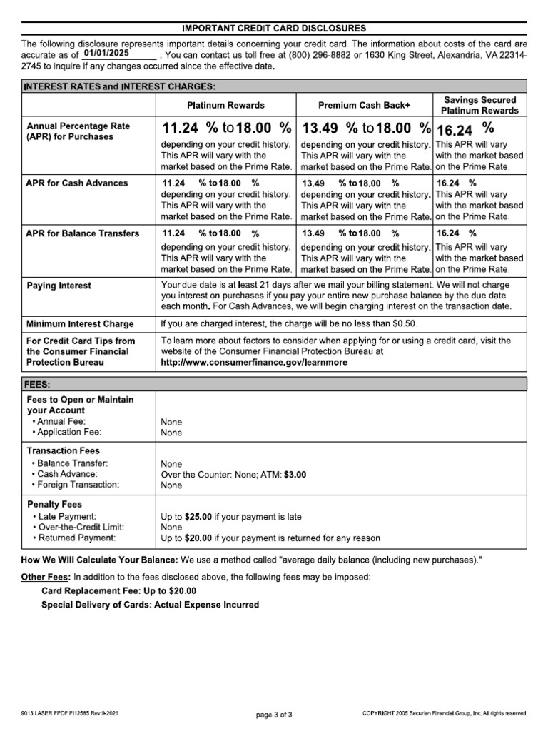 Creditcard Disclosures | PDF