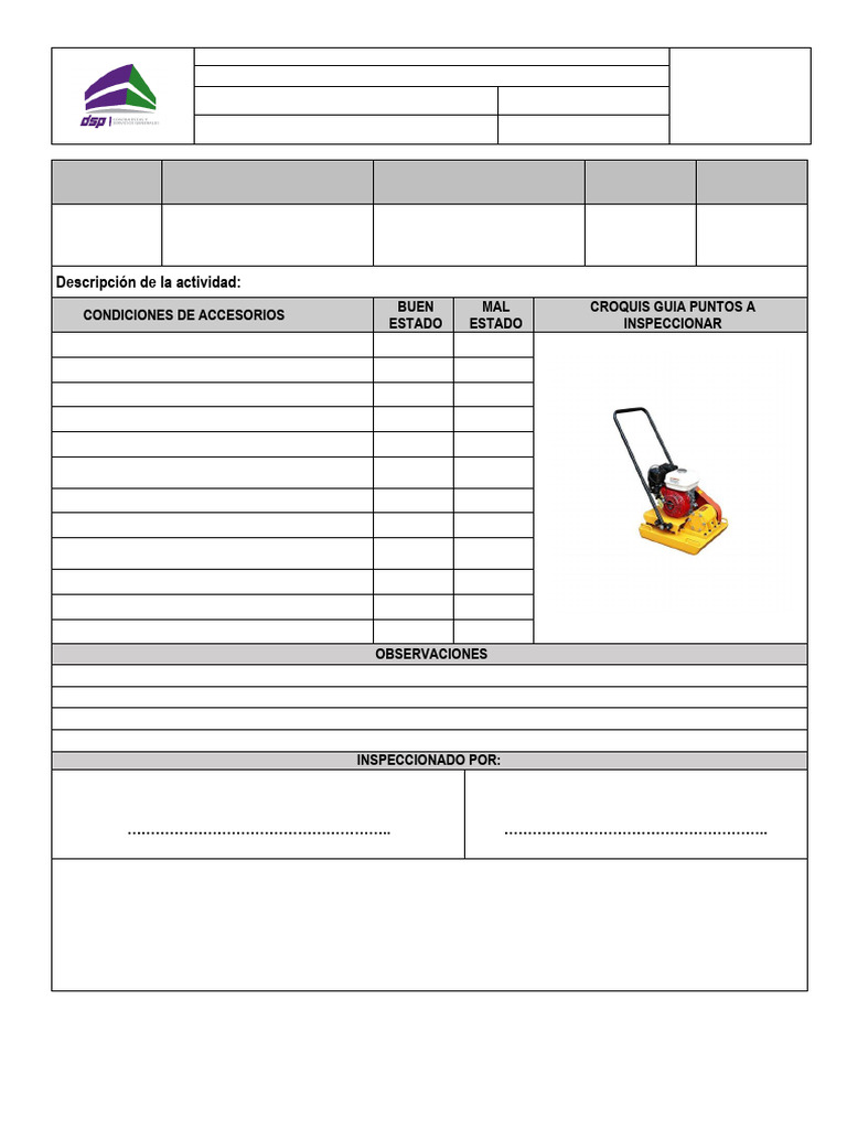 Check List Plancha Compactadora | PDF