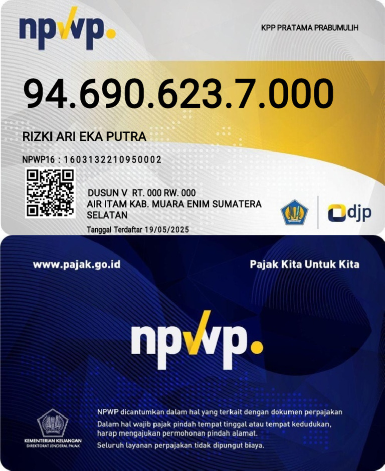 Npwp-rizki Ari Eka Putra | PDF