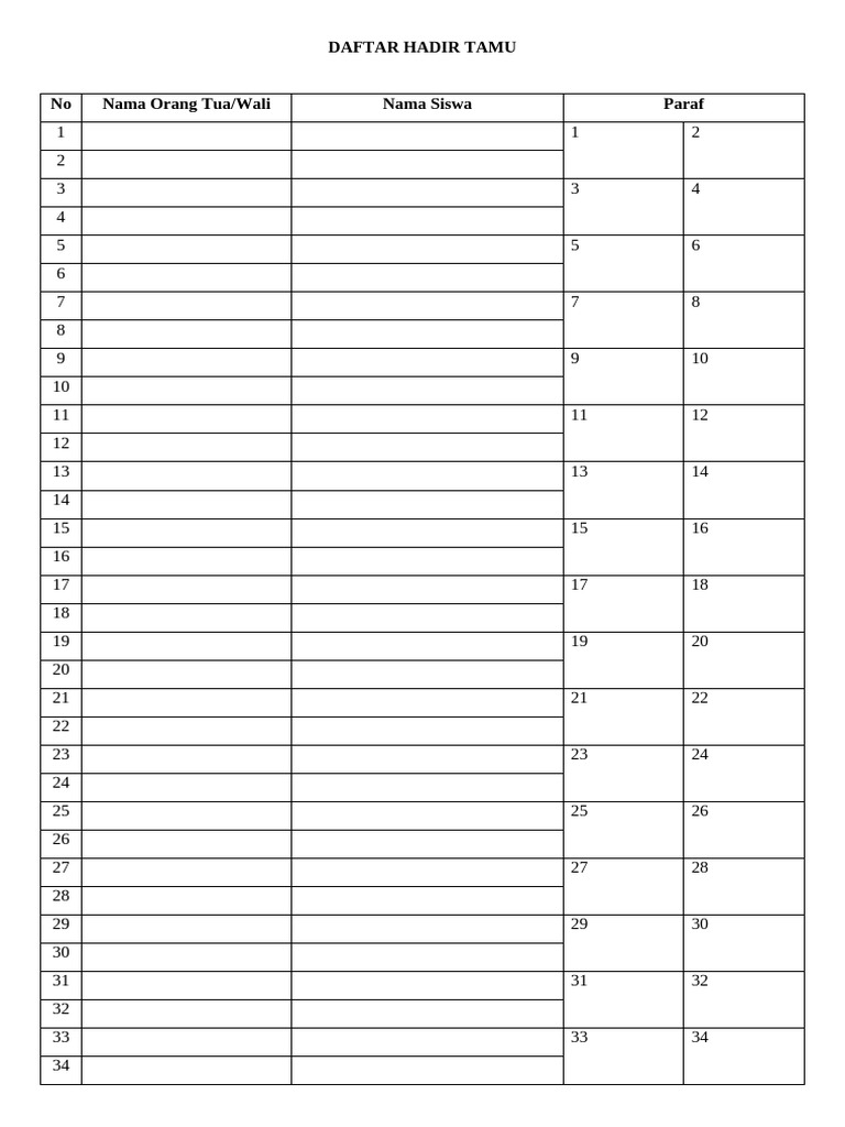 Daftar Hadir Tamu | PDF