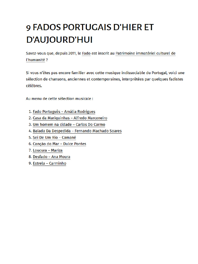 9 Fados D'hier Et D'aujourd'hui | PDF