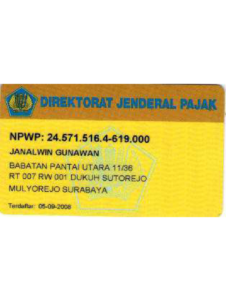 Npwp & Ktp Pak Alwin | PDF