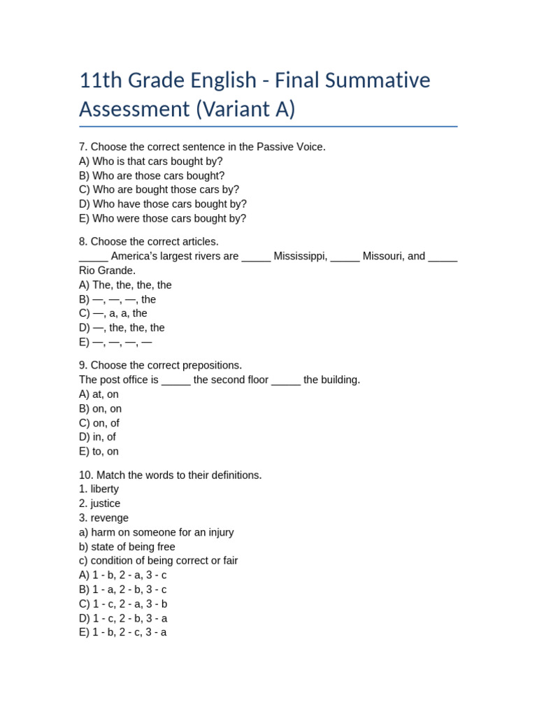 11th Grade English Summative Variant A | PDF | Astronauts | Space Exploration