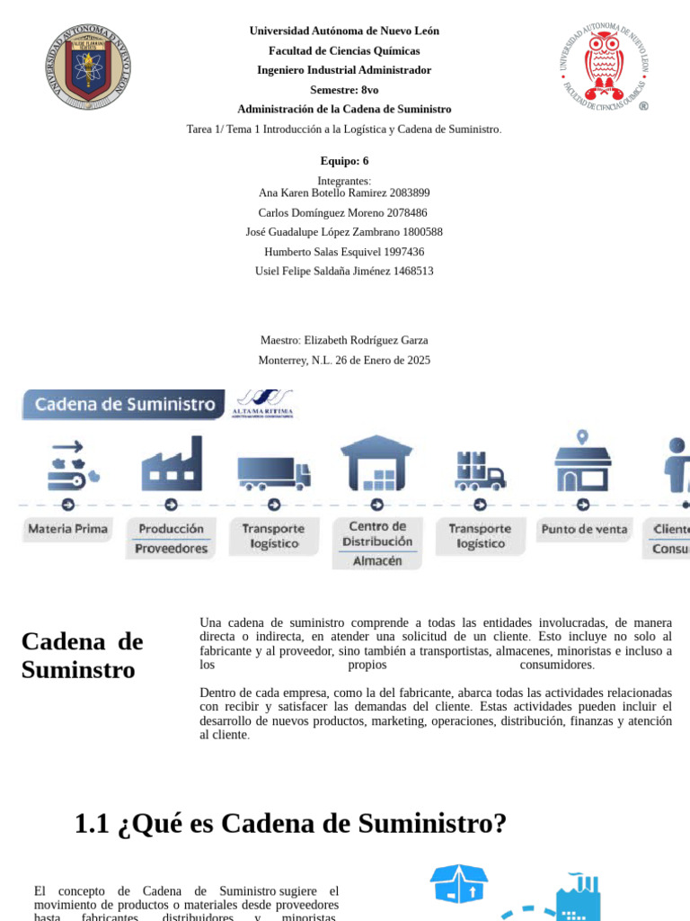 Equipo 6_Tarea 1 Introducción a la Logística y Cadena de Suministro | PDF | Cadena de suministro ...
