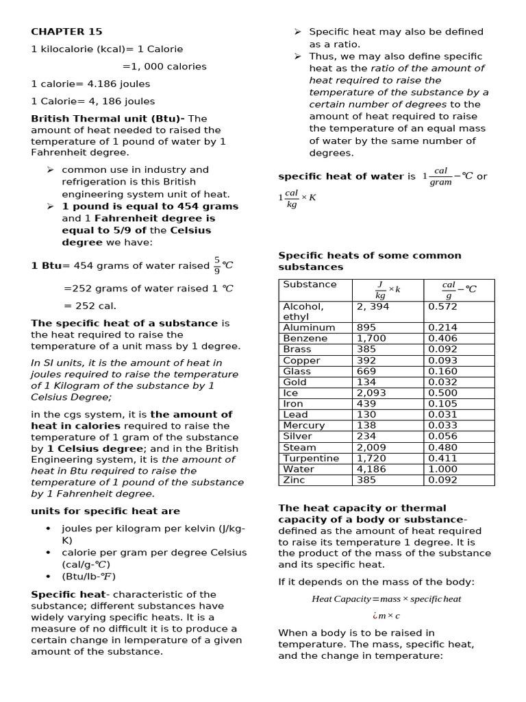 Physics Review | PDF | Waves | Calorie