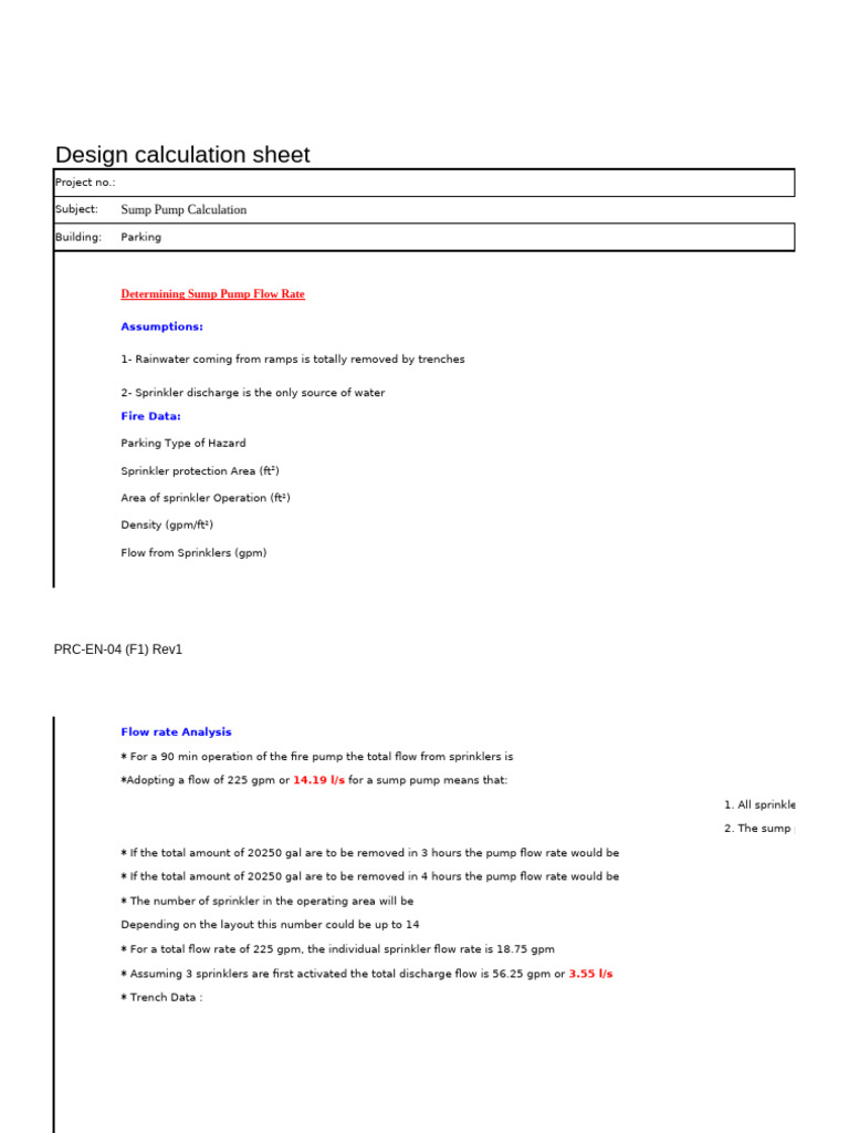 Sump Pump Flow Rate Calculation Guide | PDF | Pump | Fire Sprinkler System