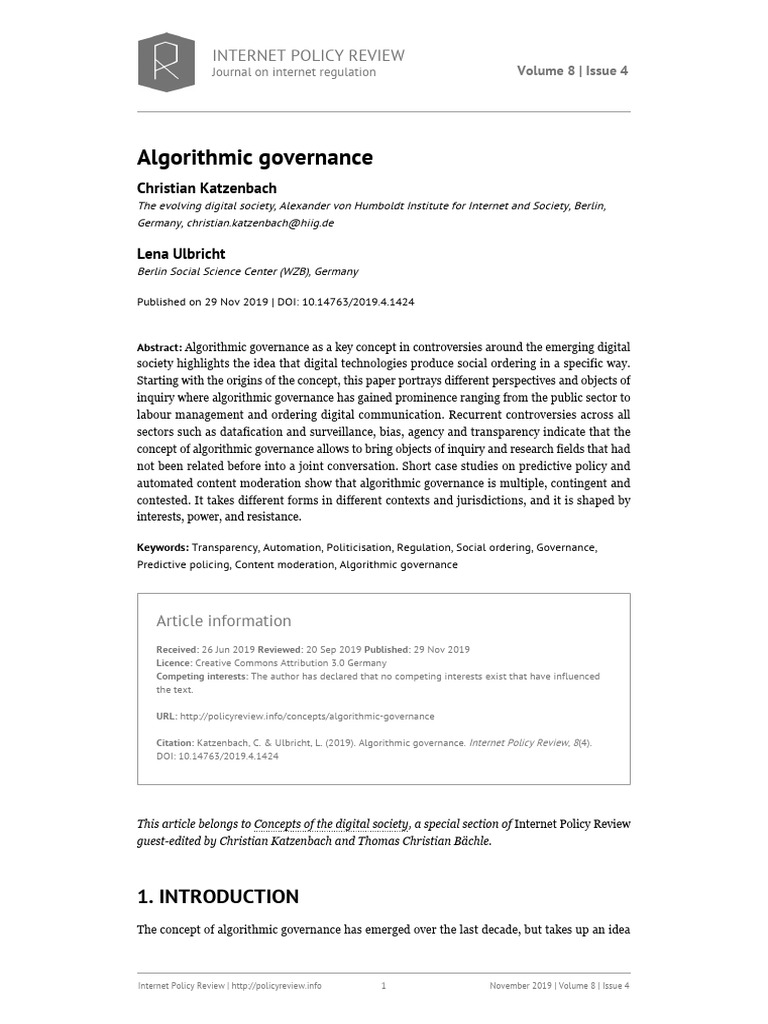 Algorithmic Governance | PDF | Governance | Science