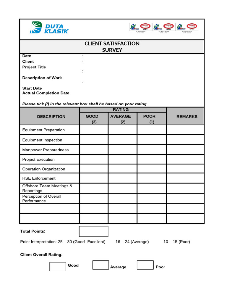 Client Satisfaction Survey Form (1) | PDF
