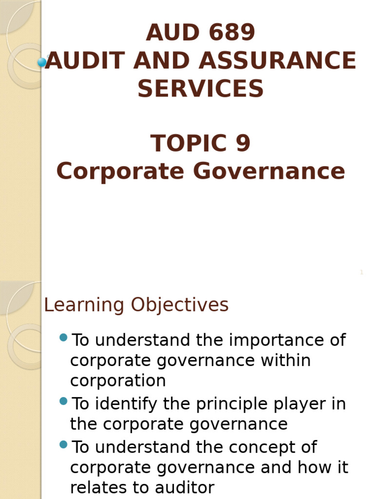 Corporate Governance in Audit Services | PDF | Audit | Internal Control
