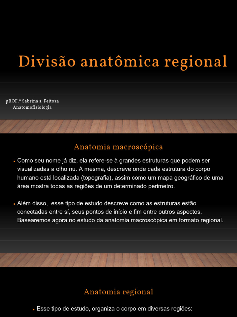 Divisão Anatômica Regional do Corpo Humano | PDF | Corpo humano | Anatomia