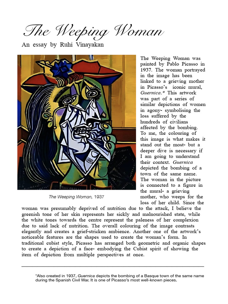 The Weeping Woman by Pablo Picasso - Analysis | PDF | The Arts | Paintings