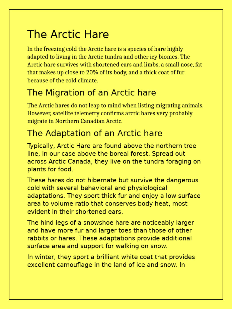 The Arctic Hare Poster For Kids UKS2 Year 6 | PDF