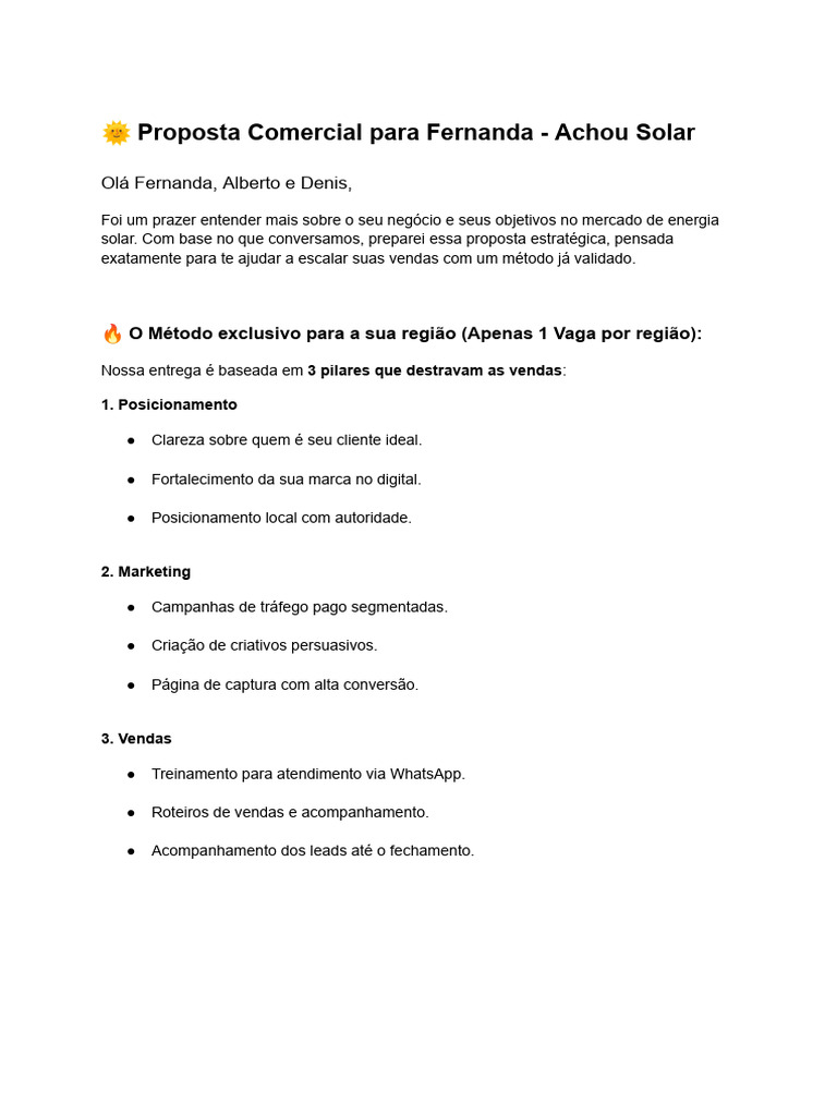 ? Proposta Comercial para Fernanda - Achou Solar | PDF