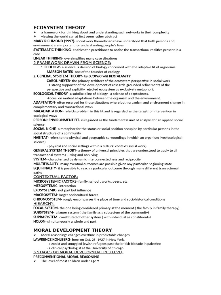 HBSE5 (REVIWER) Midterm Reviewer Miller Na Book | PDF | Social Work | Systems Theory