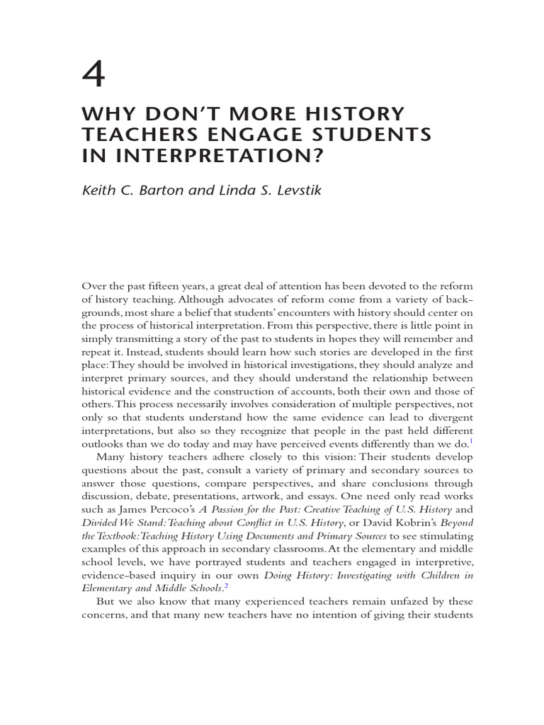 Engaging Students in Historical Interpretation | PDF | Knowledge | Teachers
