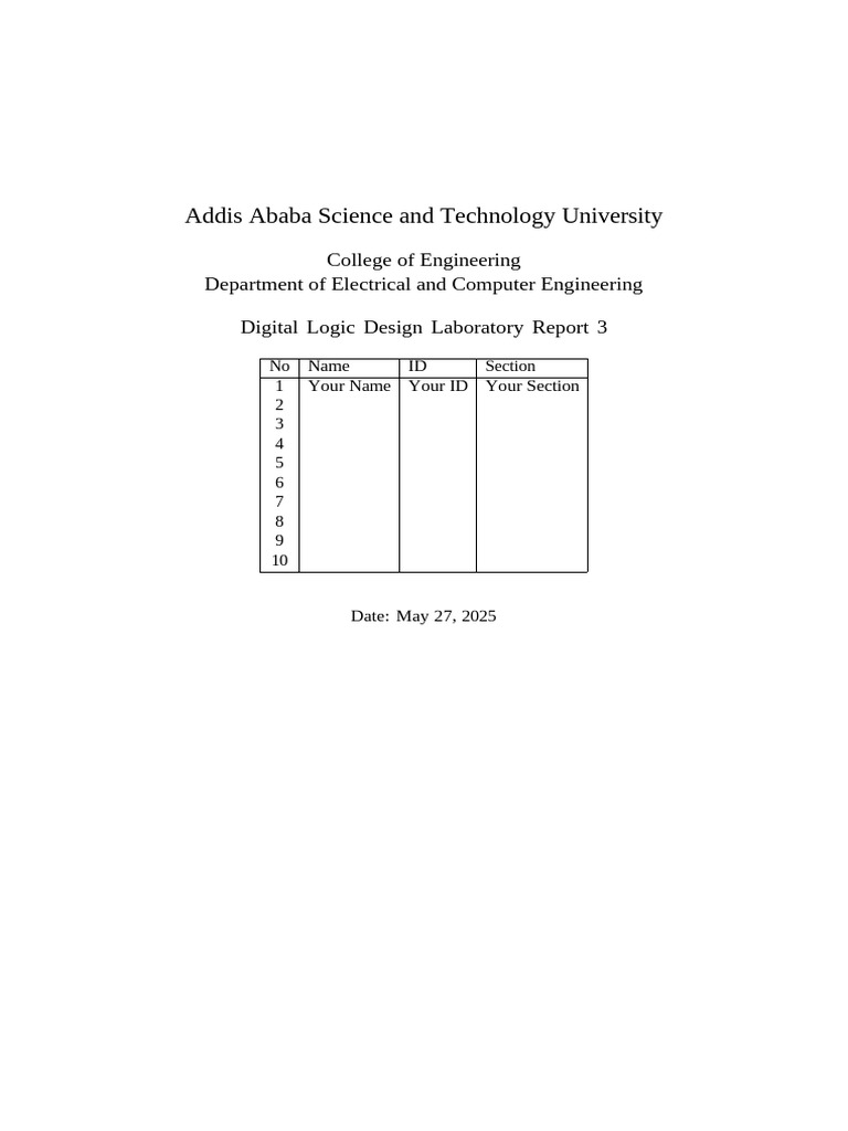 Addis Ababa Science and Technology University | PDF | Logic Gate | Computer Engineering