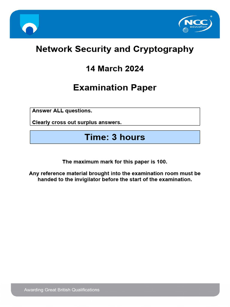 NSC Exam Spring 2024 QP (15821) | PDF | Encryption | Virtual Private Network