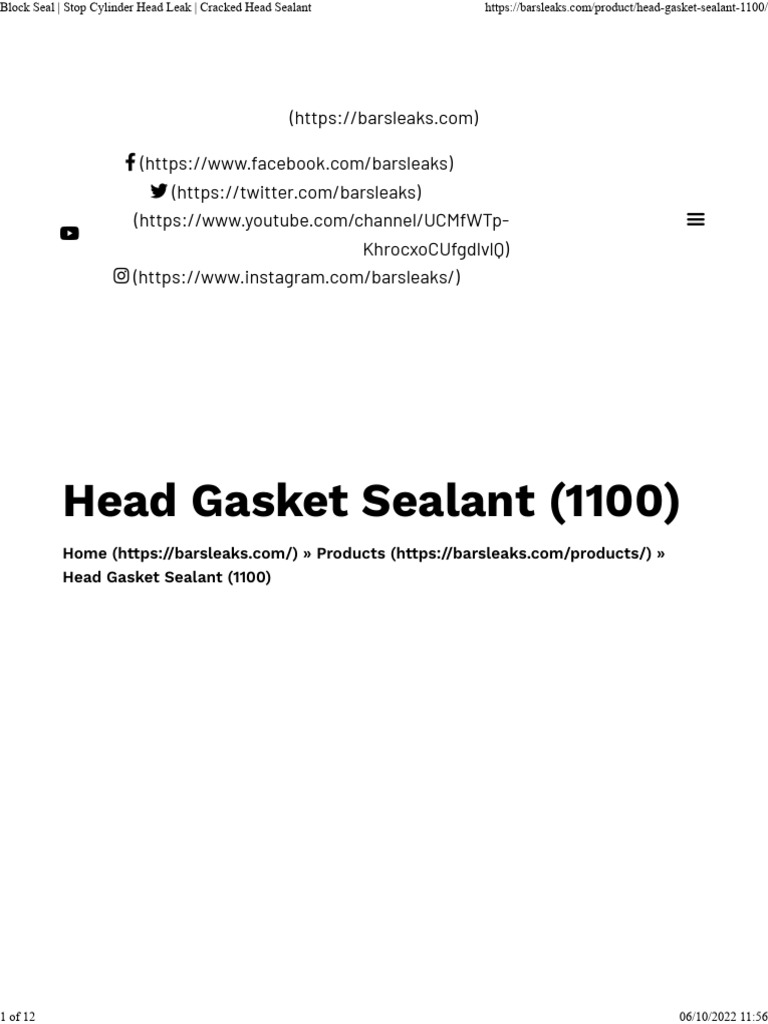 Head Gasket Sealant Instructions | PDF | Engines