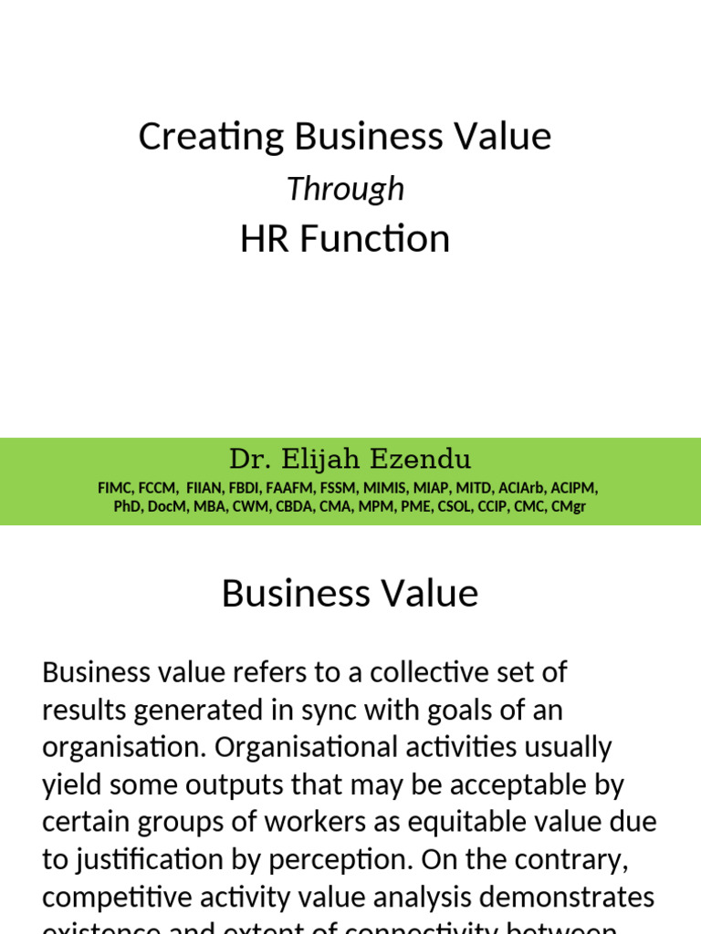 Creating Business Value Through HR Function | PDF | Business | Value Chain