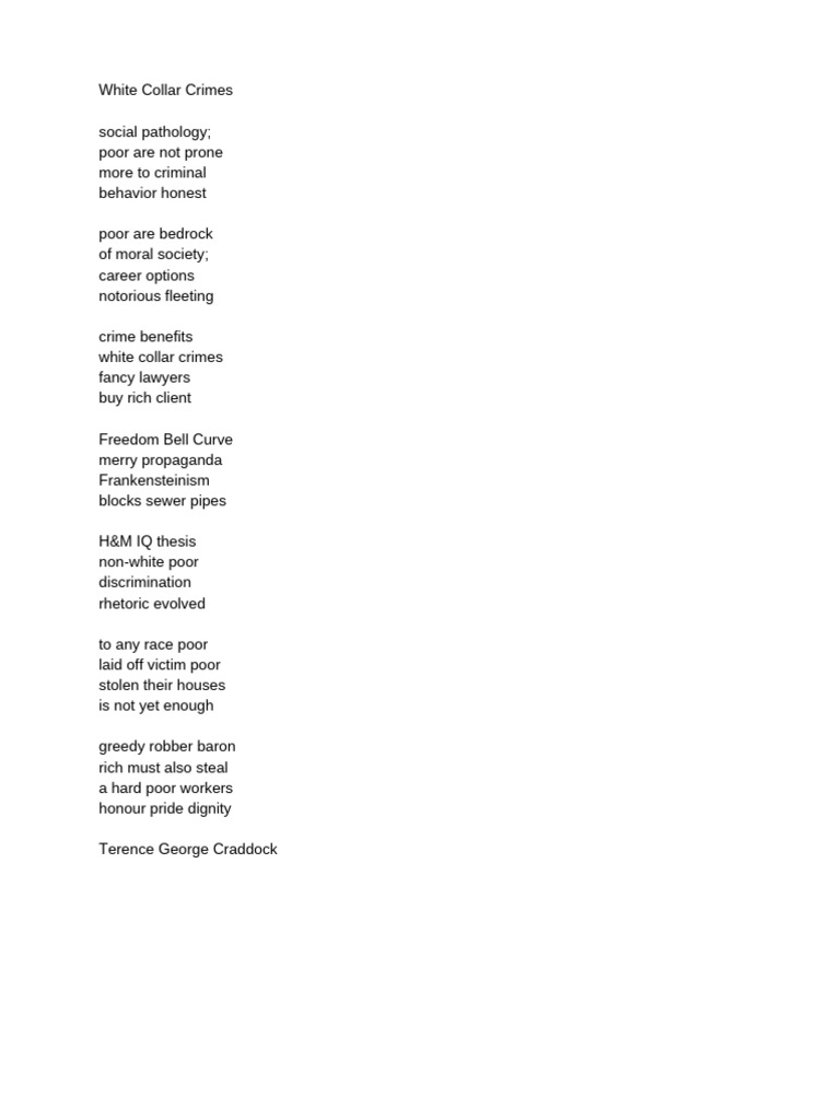 White Collar Crime Poem | PDF