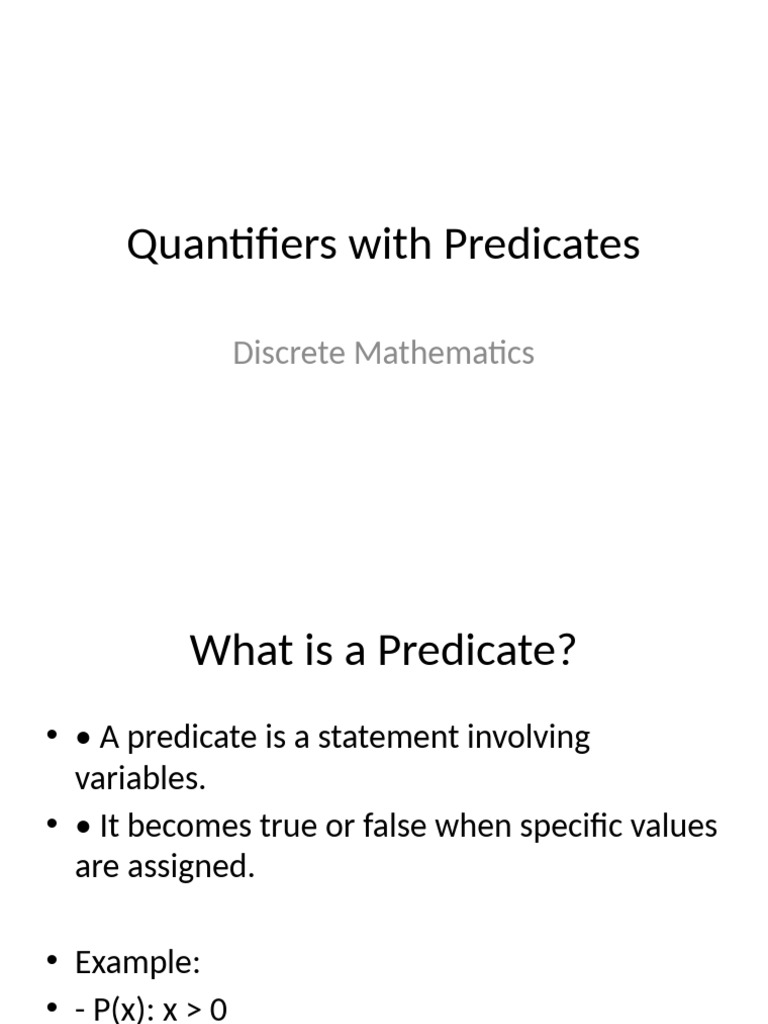 Quantifiers With Predicates Full Presentation | PDF