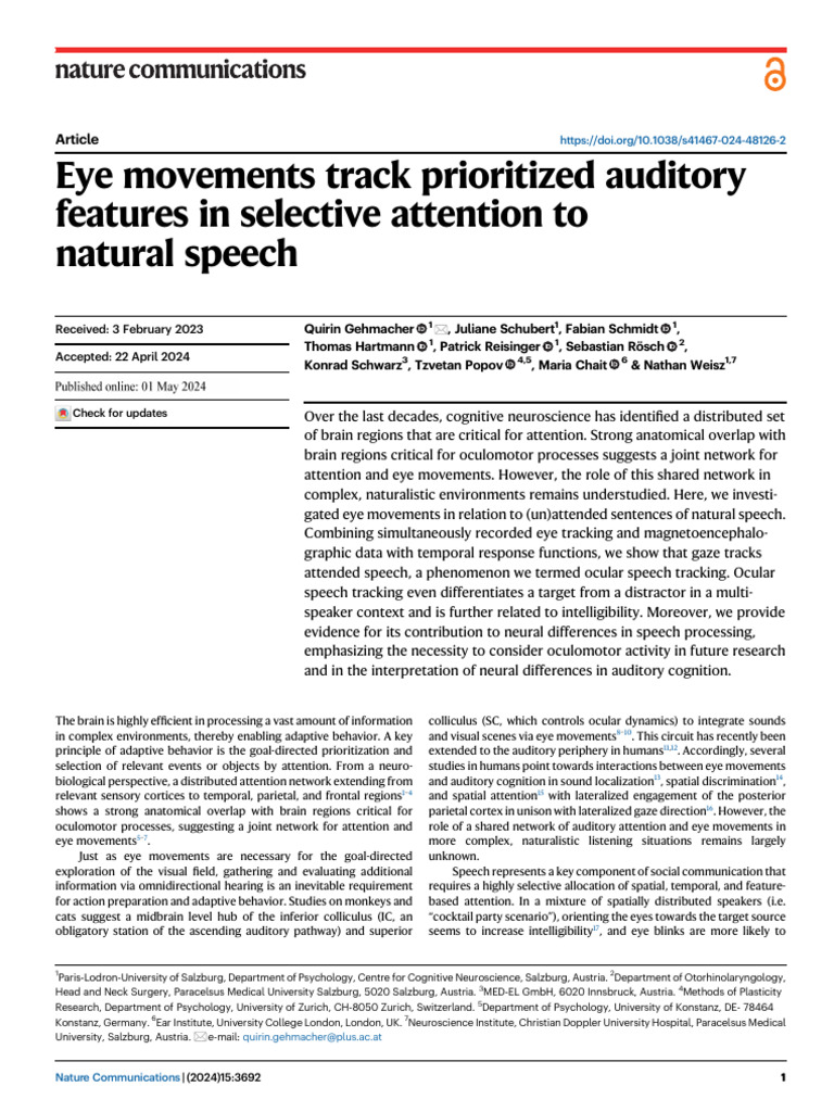Eye Movements Track Prioritized Auditory Features in Selective ...